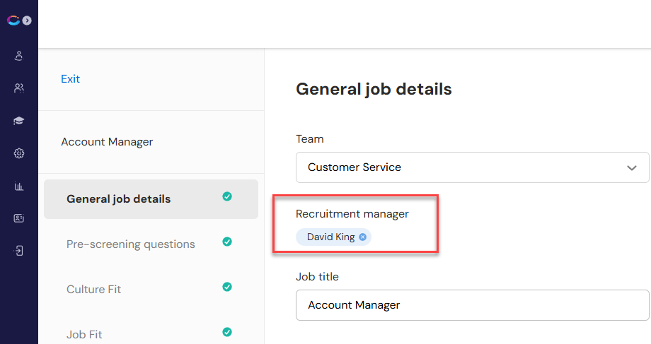 Assigning a recruitment manager to your job ad – Compono